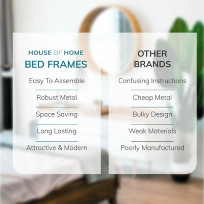 House of Home Extra Strong Single Metal Bed Frame in Black - Single Bed ...