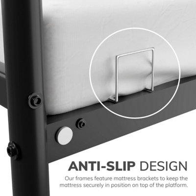 House of Home Extra Strong Single Metal Bed Frame in Black Stylish and ...