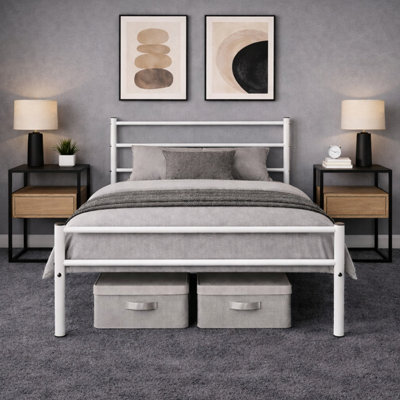 House of Home Extra Strong Single Metal Bed Frame in White - Single Bed ...