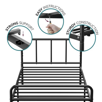 House of Home Extra Strong Single Metal Bed Frame with Rounded Head and ...