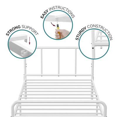 House of Home Extra Strong Single Metal Bed Frame with Rounded Head and ...