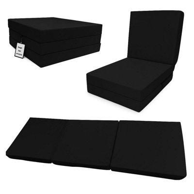 House of Home Fold-Out Z Bed Single Size Chair-Bed Folding Guest Sofa Black
