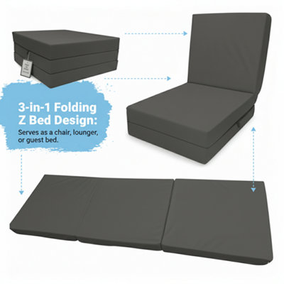 House of Home Fold-Out Z Bed Single Size Chair-Bed Folding Guest Sofa ...