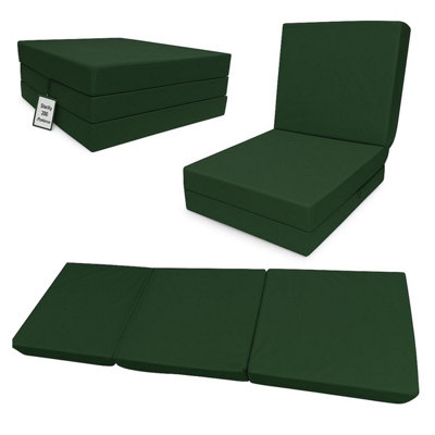 House of Home Fold-Out Z Bed Single Size Chair-Bed Folding Guest Sofa Green