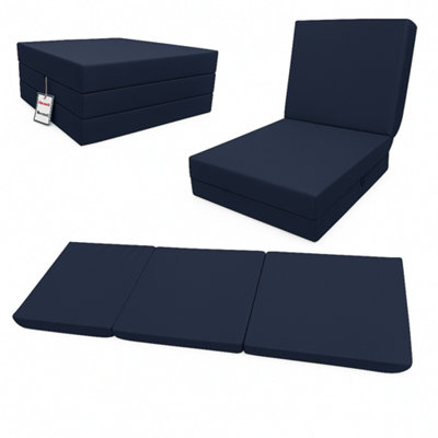 House of Home Fold-Out Z Bed Single Size Chair-Bed Folding Guest Sofa Navy