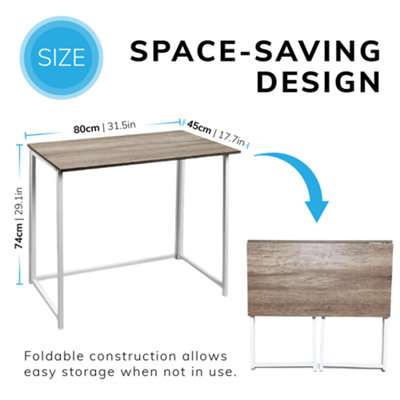 House of Home Folding Computer Desk Wooden Foldable White Work Table ...