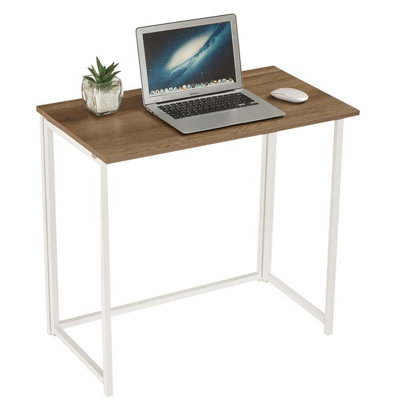House of Home Folding Computer Desk Wooden Foldable White Work Table ...