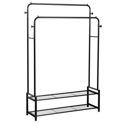 House of Home Freestanding Double Black Clothes Rack, Versatile Clothes ...
