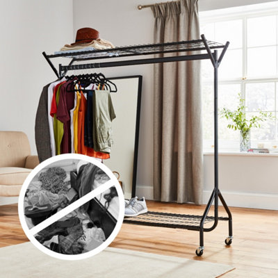 House of Home Heavy Duty Metal Clothes Rail on Wheels With 2 Shelves ...