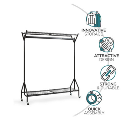 House of Home Heavy Duty Metal Clothes Rail with Wheels Hanging ...