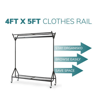 House of Home Heavy Duty Metal Clothes Rail with Wheels Hanging ...