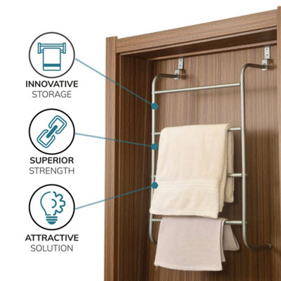 House of Home Over-Door Towel Rack 4-Tier Bathroom Silver Storage ...