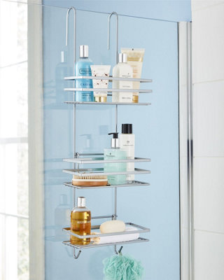 House of Home Shower Caddy 3 Tier Over Door Shower Storage Organiser Silver Rust Proof Nano Coated Bathroom Accessories