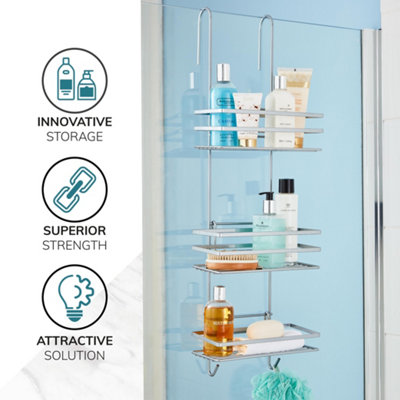 House of Home Shower Caddy 3 Tier Over Door Shower Storage Organiser ...