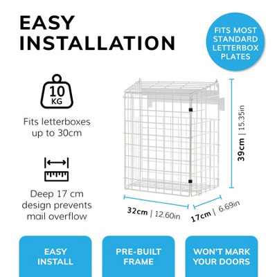 House of Home White Letterbox Cage No Screws Needed Door Mail Box Post ...