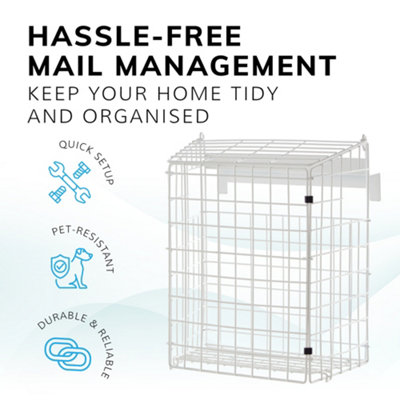 House of Home White Letterbox Cage No Screws Needed Door Mail Box Post ...
