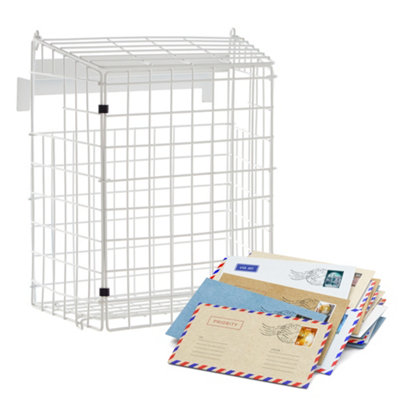 House of Home White Letterbox Cage No Screws Needed Door Mail Box Post ...