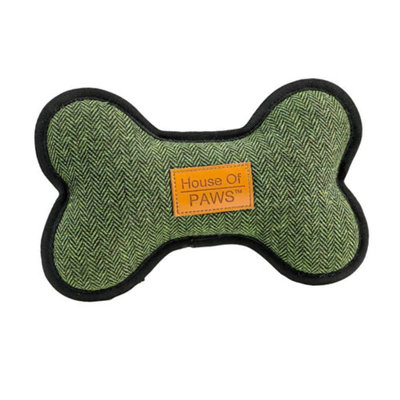 House Of Paws Bone Tweed Plush Dog Toy Green (One Size)