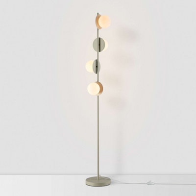 houseof Frosted Opal Ball Shade Disk Floor Lamp - Off White Sand
