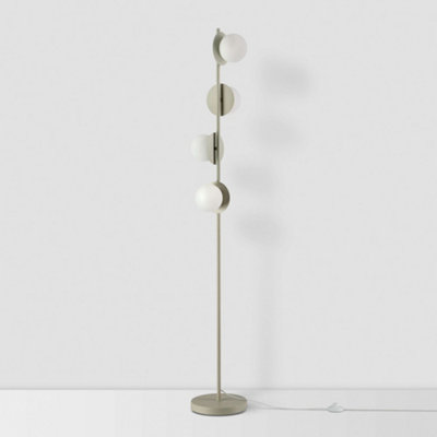 houseof Frosted Opal Ball Shade Disk Floor Lamp - Off White Sand