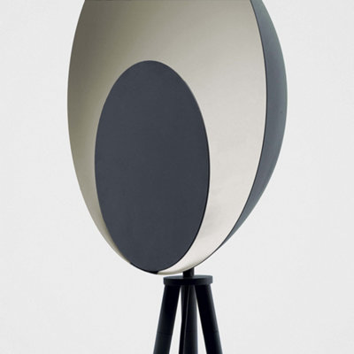 houseof Round Tripod Statement Diffuser Floor Lamp - Charcoal Grey Black