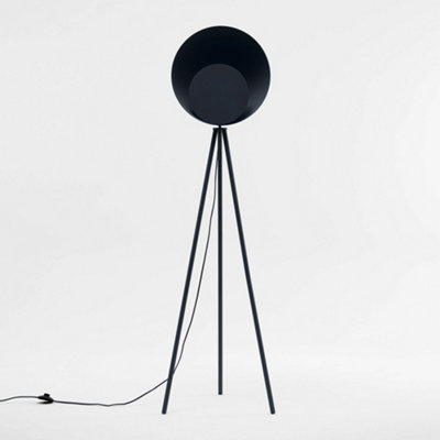 houseof Round Tripod Statement Diffuser Floor Lamp - Charcoal Grey Black