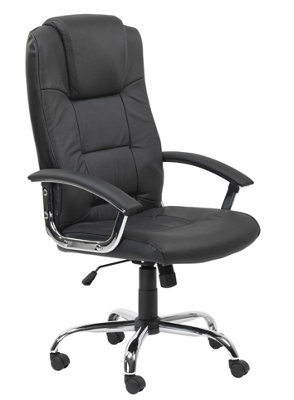 Houston office chair with high back in leather black