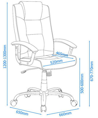 Houston office chair with high back in leather black