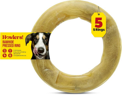 HOWLERS Rawhide Dog Chews Treat Pressed Rings 15cm, Pack of 5