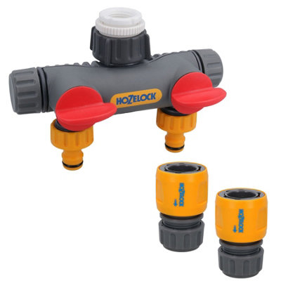 Hozelock 2 Way Tap Multi Hose Pipe Connector Watering Garden Yard ...