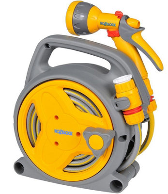 Hozelock 2425 10m Pico Reel Garden Hose Pipe & Multi Spray Gun Watering ...