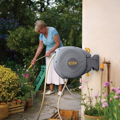 HOZELOCK MINI HOSE REEL AUTOMATIC RETRACTING AUTO REEL 2485 10M GARDEN HOSE
