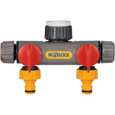 Hozelock Multi Tap Connector 2 Way Dual Outlet Garden Tap Splitter with ...