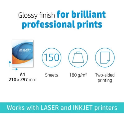 HP 3VK91A Inkjet and Laser Professional Glossy Business Paper, A4 ...