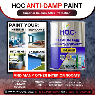 HQC Anti Damp Paint - Damp Proof for Interior Walls & Ceilings - Dove ...