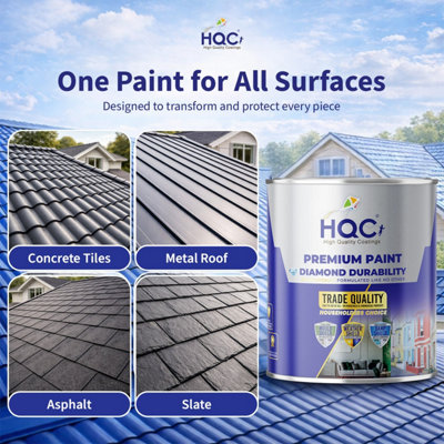 HQC ROOF PAINT - WEATHERPROOF & DURABLE ROOF PROTECTION - BLACK - 5L