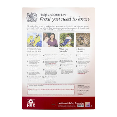HSE A2 Health & Safety Law Poster Embedded Hologram For Authenticity ...