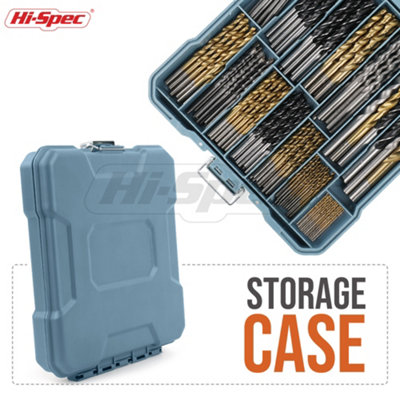 HSS Drill Bit Set for Metal, Wood, Plastic With Case 1-10mm Bits 130 Pcs Hi-Spec