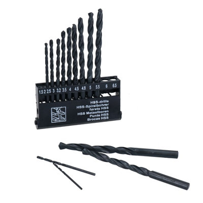 HSS Twist Drill Bit Set 13pc metric 1.5mm - 6.5mm Metal Wood Precision