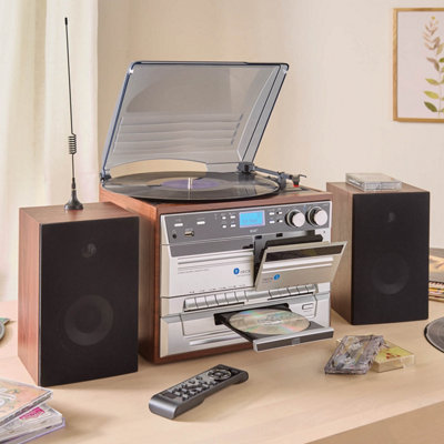 Hudson Music System with Turntable, CD, Cassette, DAB/FM Radio ...