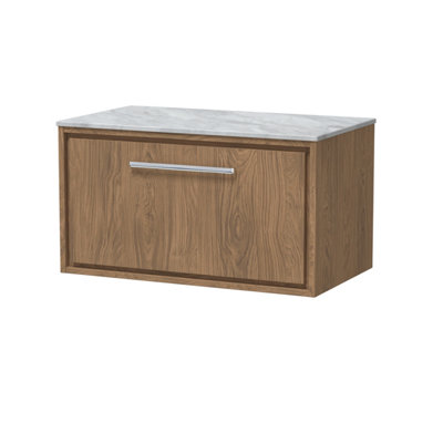 Hudson Reed 800 WH Single Drawer Unit & Marble Worktop