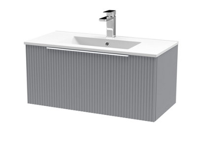 Hudson Reed Fluted Wall Hung 1-Drawer Vanity and Minimalist Basin ...