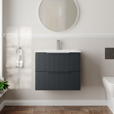 Hudson Reed Fluted Wall Hung 2-Drawer Vanity and Minimalist Basin ...