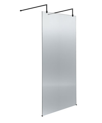 Hudson Reed Fluted Wetroom Screen with Arms and Feet, Durable Toughened ...