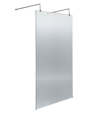 Hudson Reed Fluted Wetroom Screen with Arms and Feet, Durable Toughened ...