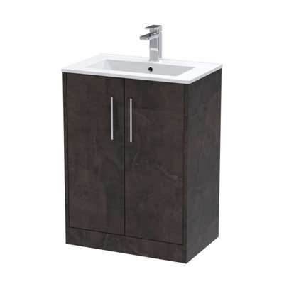 Hudson Reed Juno Floor Standing 2-Door Vanity & Minimalist 1 Tap Hole ...