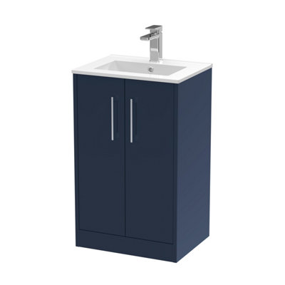 Hudson Reed Juno Floor Standing 2-Door Vanity & Minimalist 1 Tap Hole ...