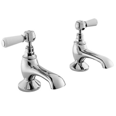 Hudson Reed Topaz White Lever Hexagonal Collar Bath Taps BC302HL