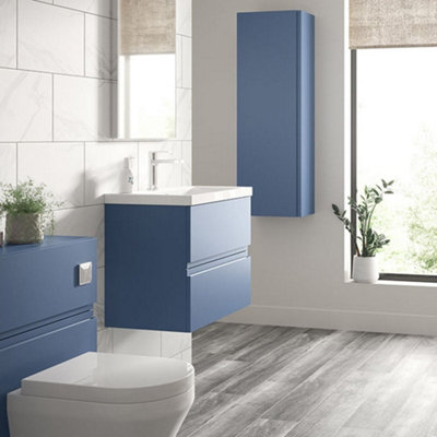 Hudson Reed Urban Satin Blue Wall Hung 2 Drawer Vanity Unit and Basin ...
