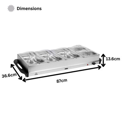 Huge Stainless Steel Buffet Warmer hotplate - Food Warmer Server, 3 x 2 ...